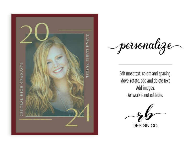 Editable Template Graduation Announcement, DIY Invitation, Class of ...