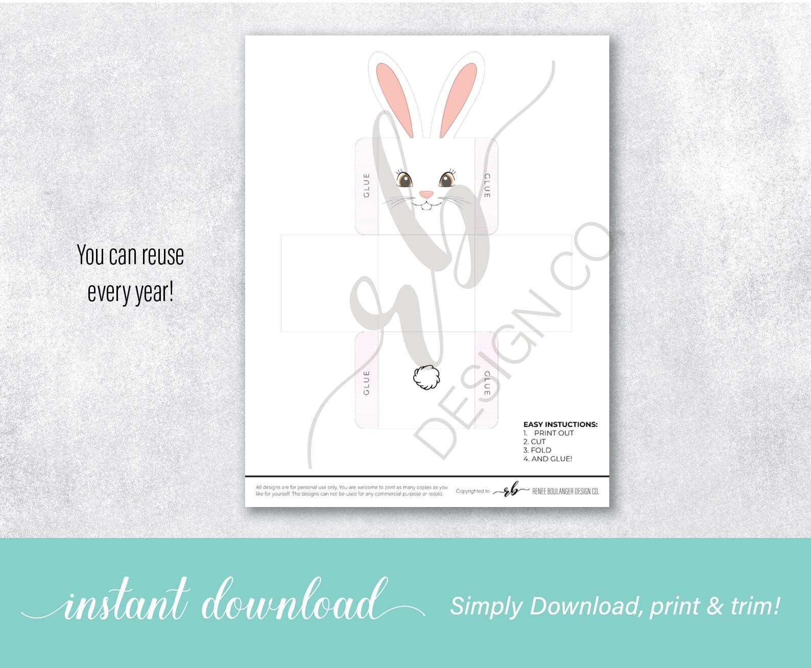 Printable Easter Bunny Basket Template | DIY Easter Basket | Instant ...