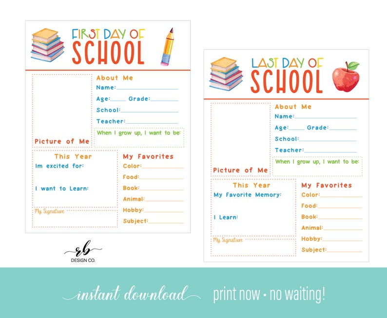 First and Last Day of School Printable, Back to School Questionnaire ...