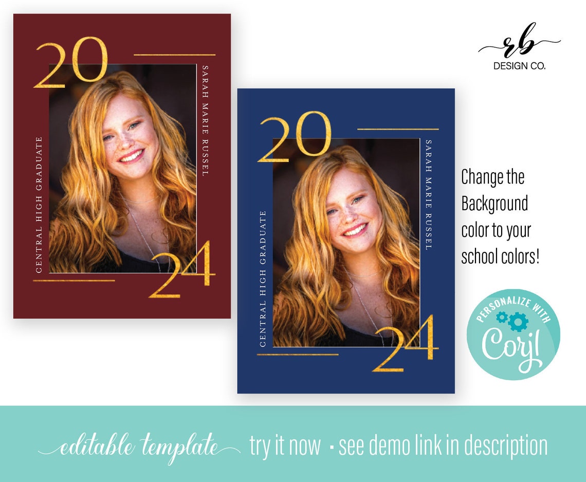 Editable Template Graduation Announcement, DIY Invitation, Class of ...