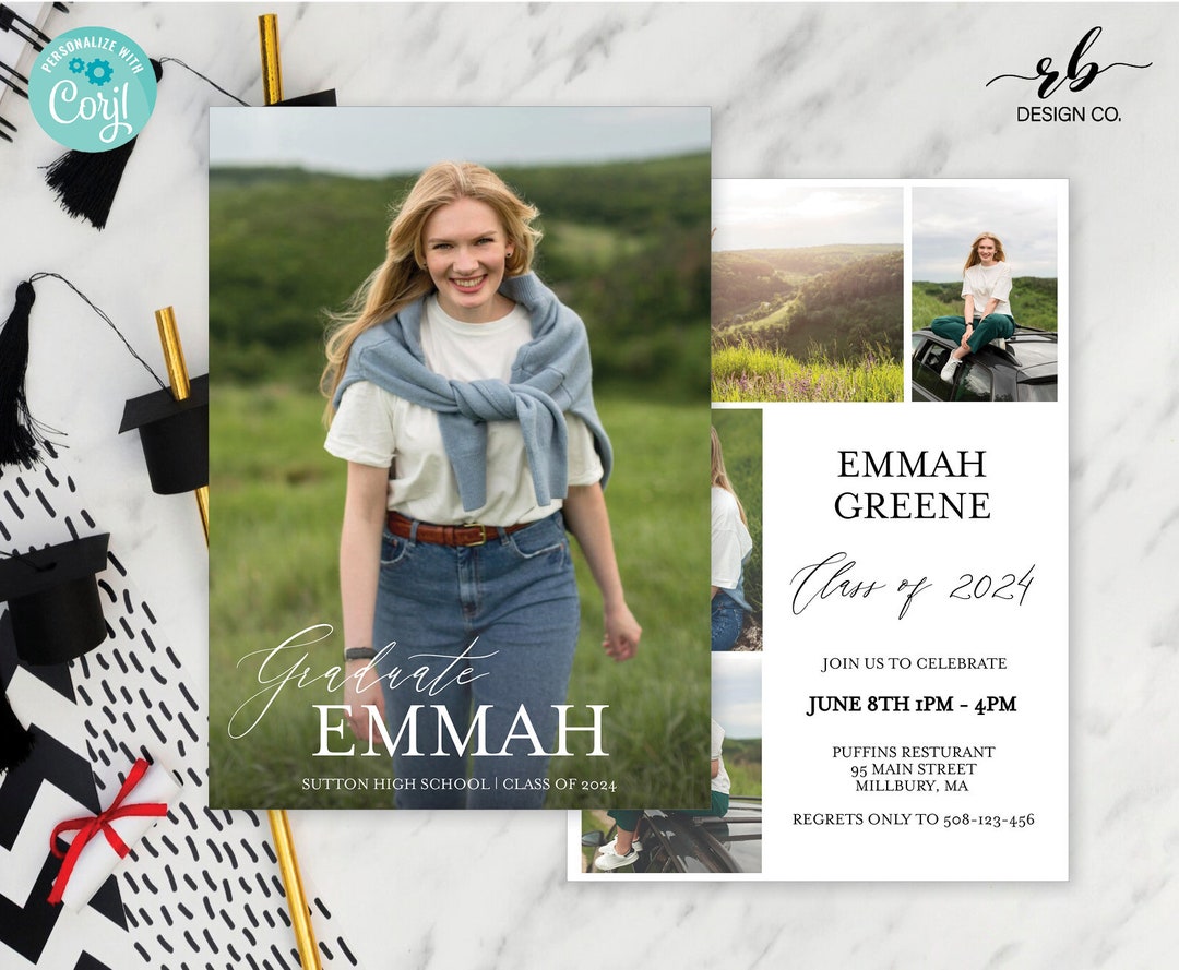 Editable Template Graduation Party, DIY Invitation, Class of 2024 ...