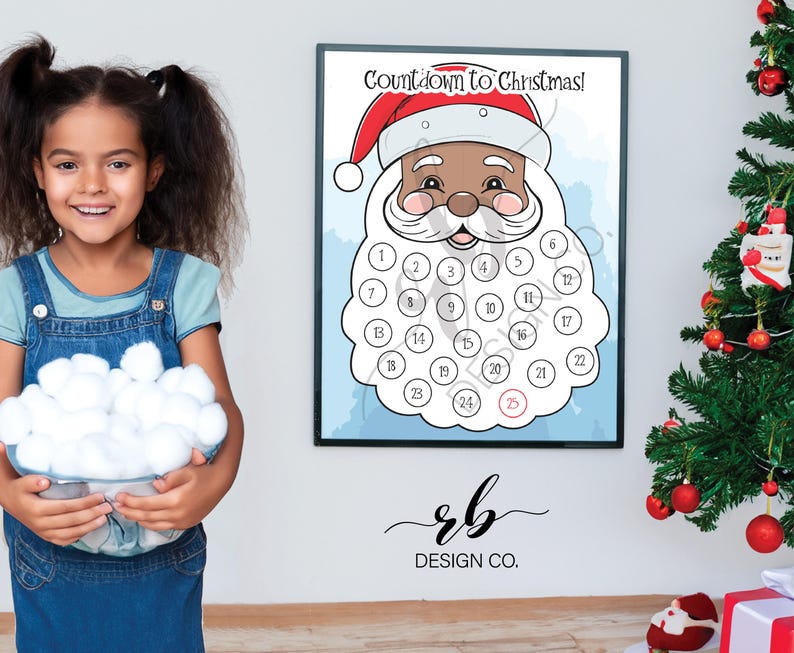 Printable Santa Beard Countdown | Christmas Advent Calendar for Kids ...