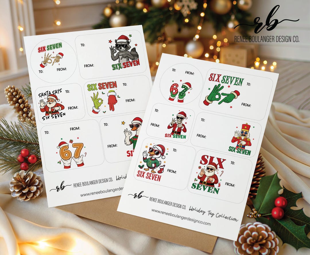67 Funny Holiday Gift Tags Set of 12 | Trendy 6–7 Inspired Printed Tags ...