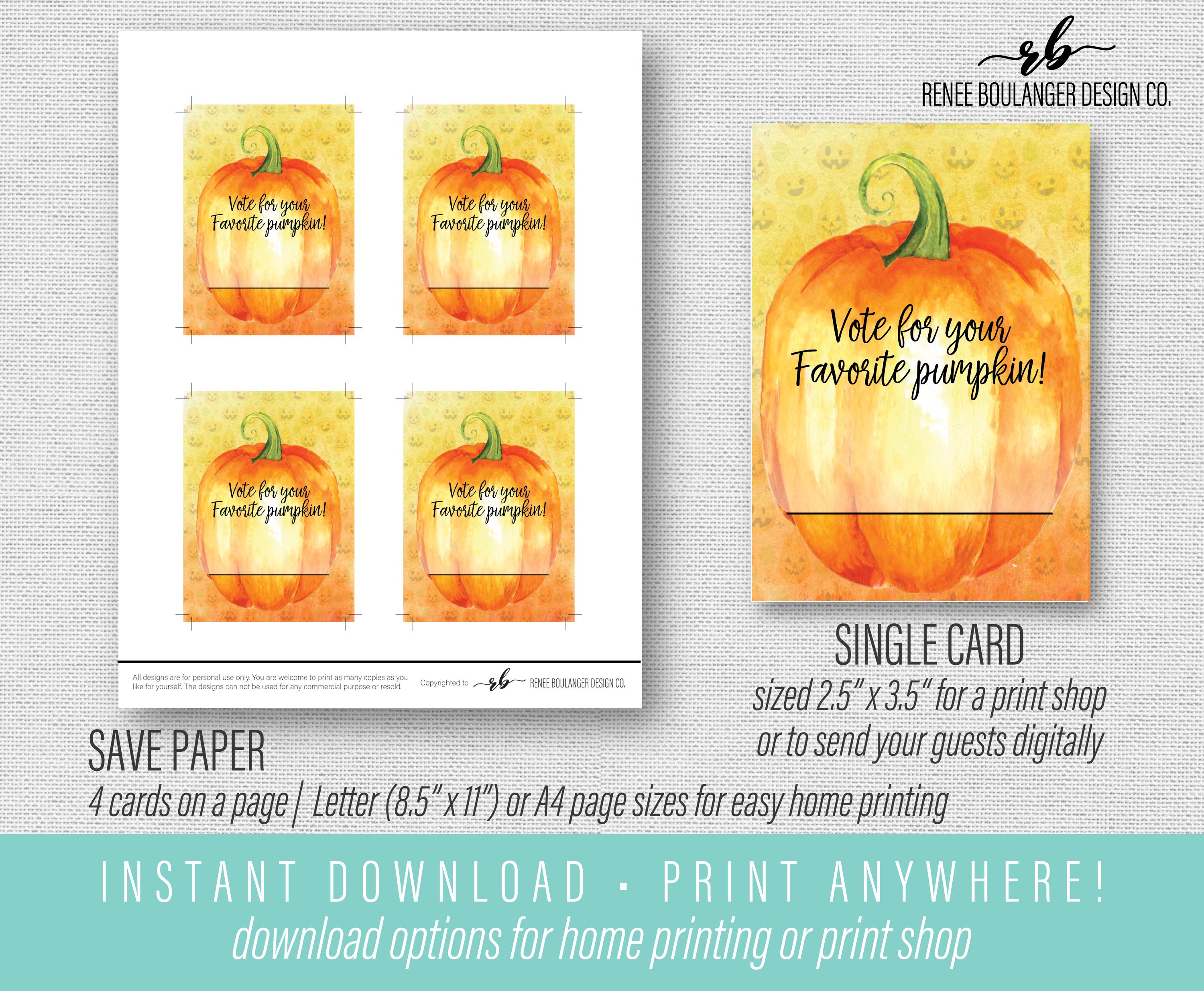 Pumpkin Carving Voting Cards | Printable Halloween Activity | Fall ...
