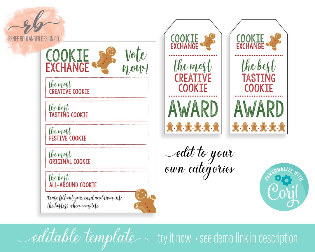 Holiday Cookie Exchange Awards, Christmas Cookie, Cookie Swap Awards ...