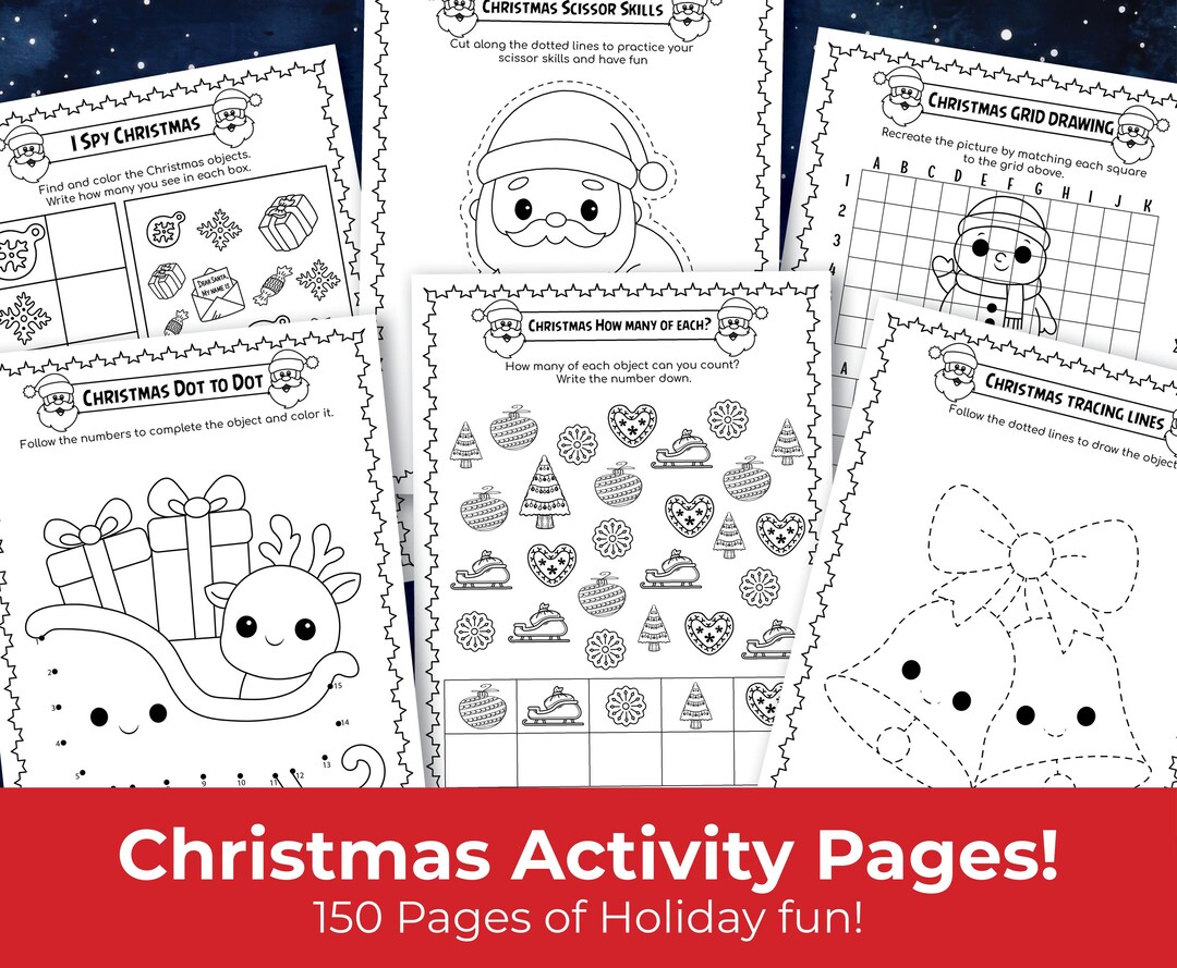 150 Christmas Coloring & Activity Pages for Kids | I Spy, Mazes ...