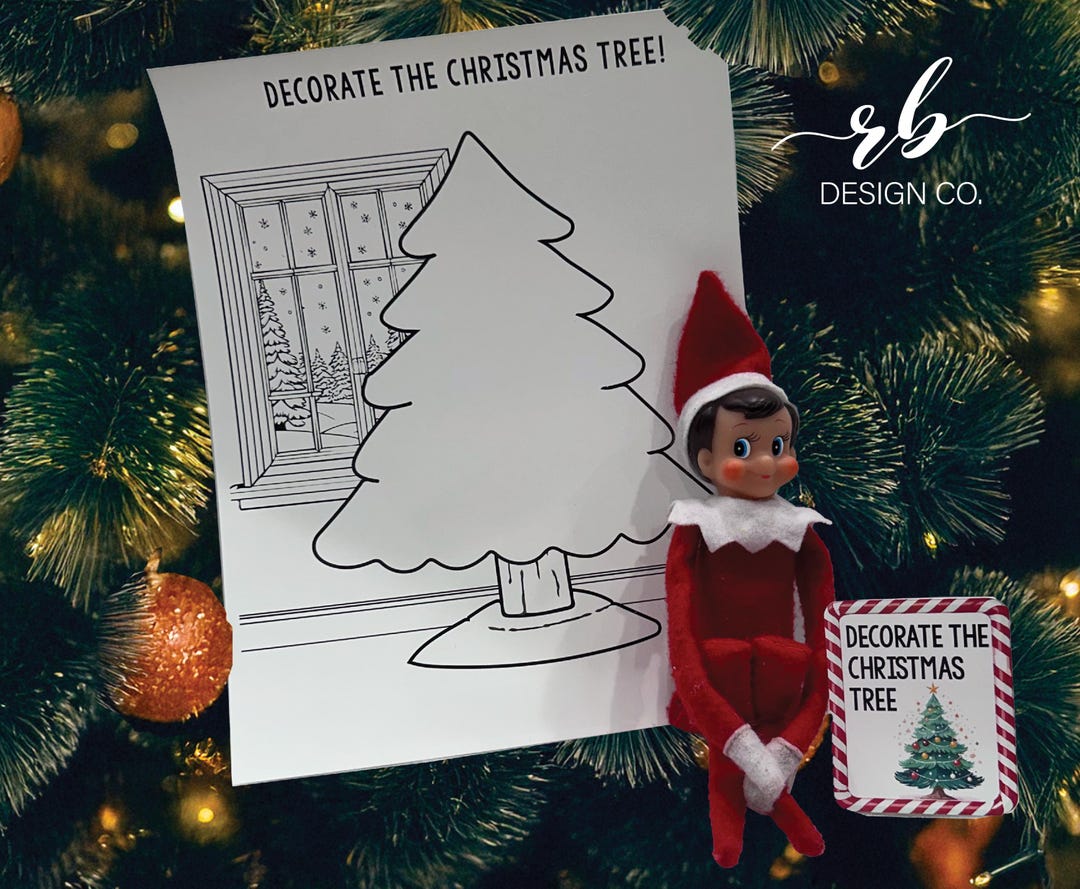 Coloring Page for Elf, Printable Elf on the Shelf Decorate Your Own ...