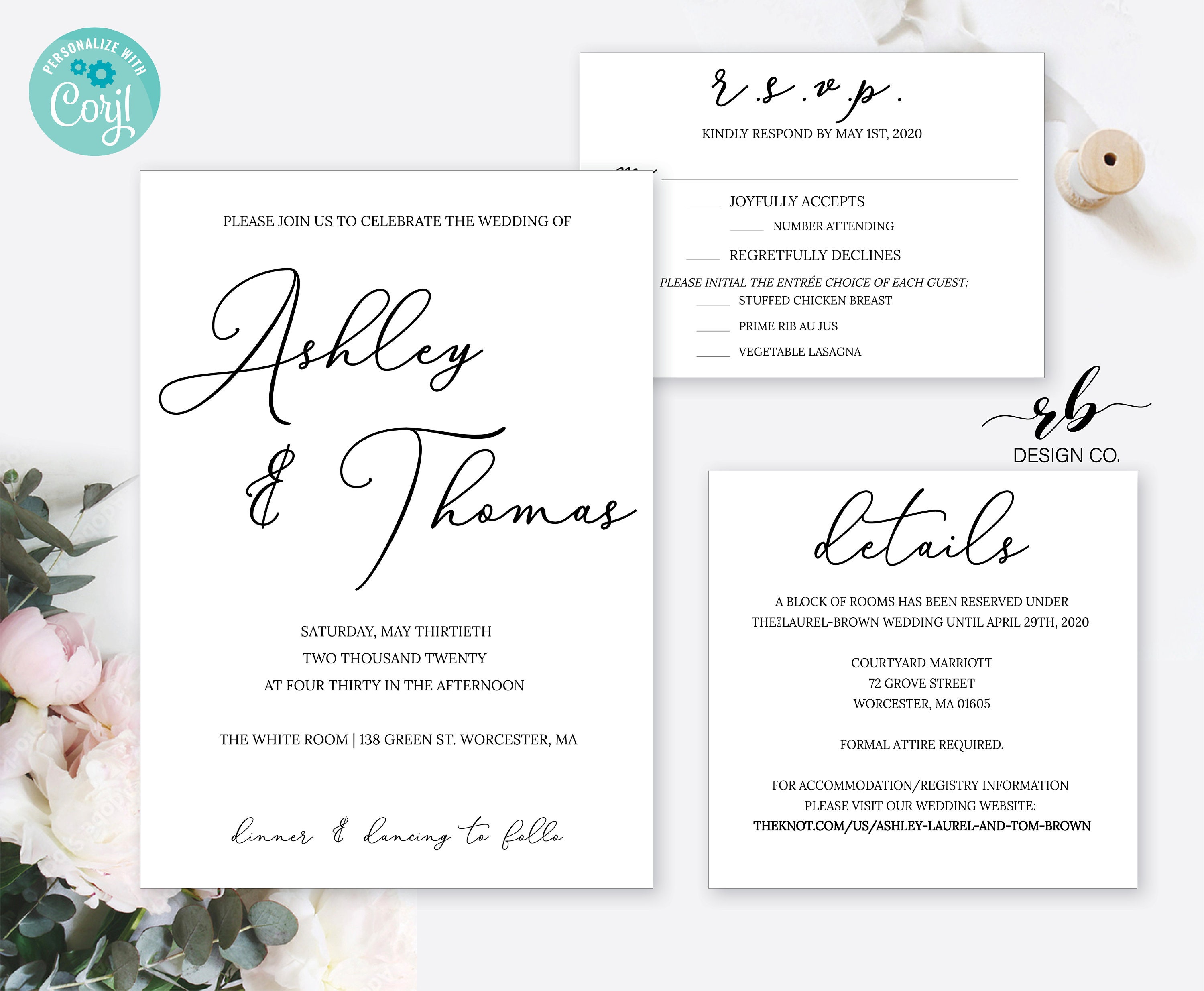 Editable Template Simple Wedding Invitation, DIY Invitation, Simple and ...