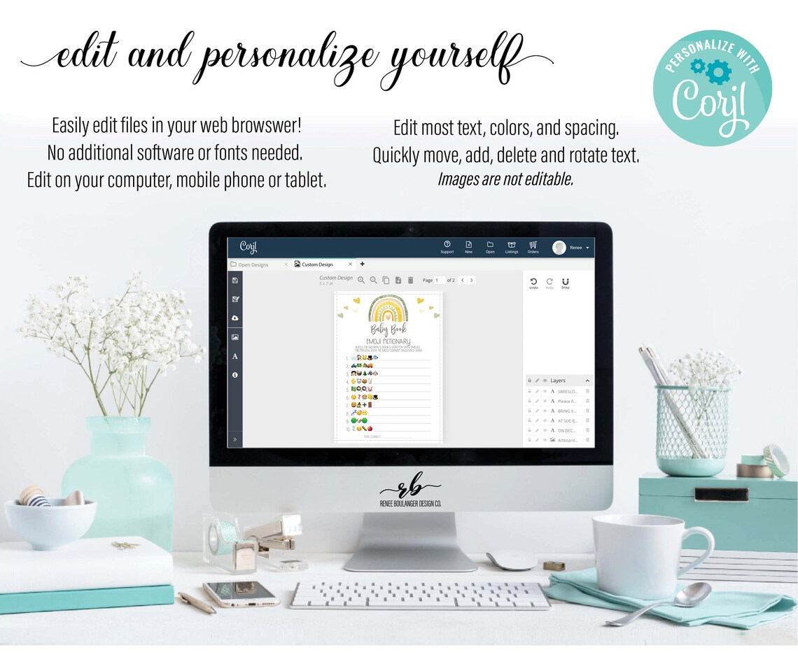 Editable Baby Book Emoji Game, Baby Shower Game, Rainbow Baby Shower ...