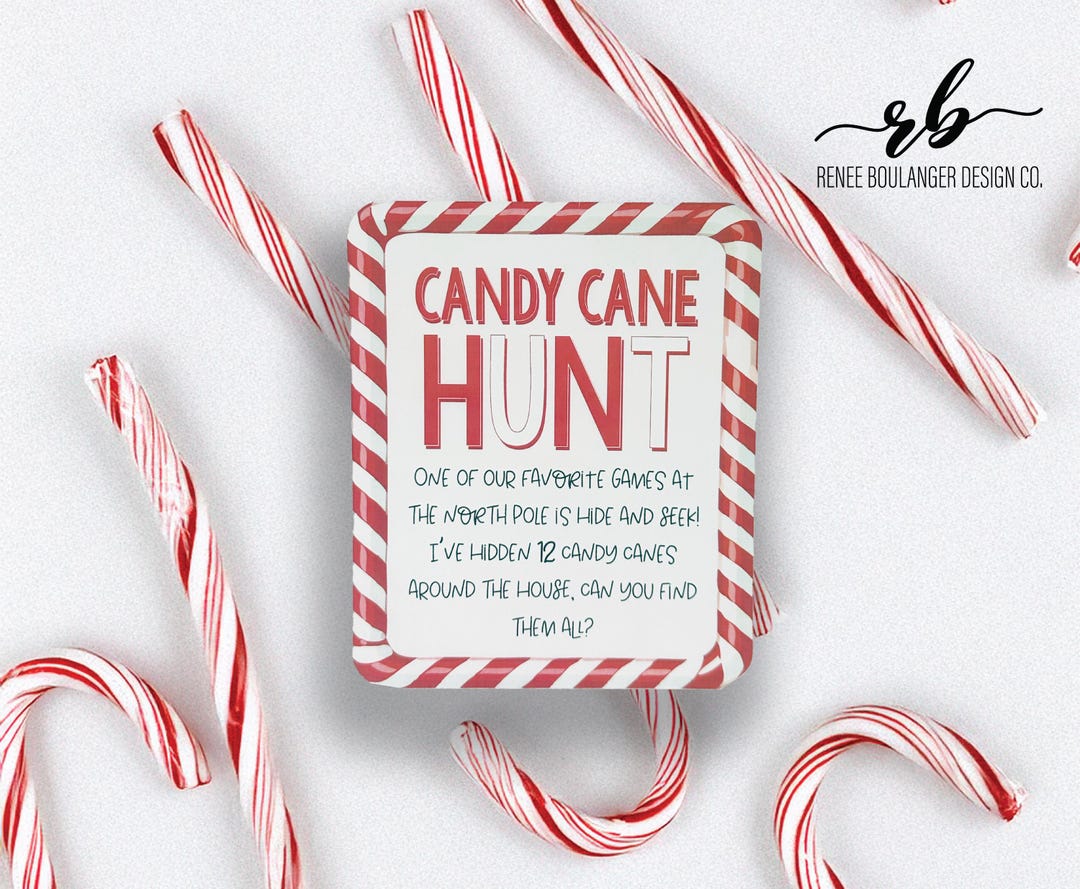 Elf Candy Cane Hunt Printable | Christmas Scavenger Hunt Signs | 12 ...