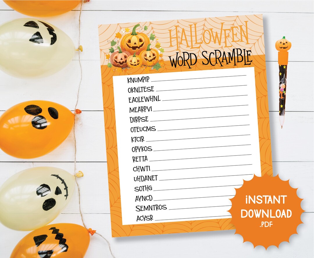 Halloween Word Scramble: Fun Classroom Game, Instant Download Activity ...