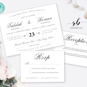 Editable Template Bilingual Wedding Invitation, DIY Invitation, Two ...