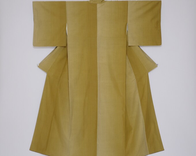RESERVED - Vintage Green-yellow Tsumugi Kimono (150 Cm) - Etsy