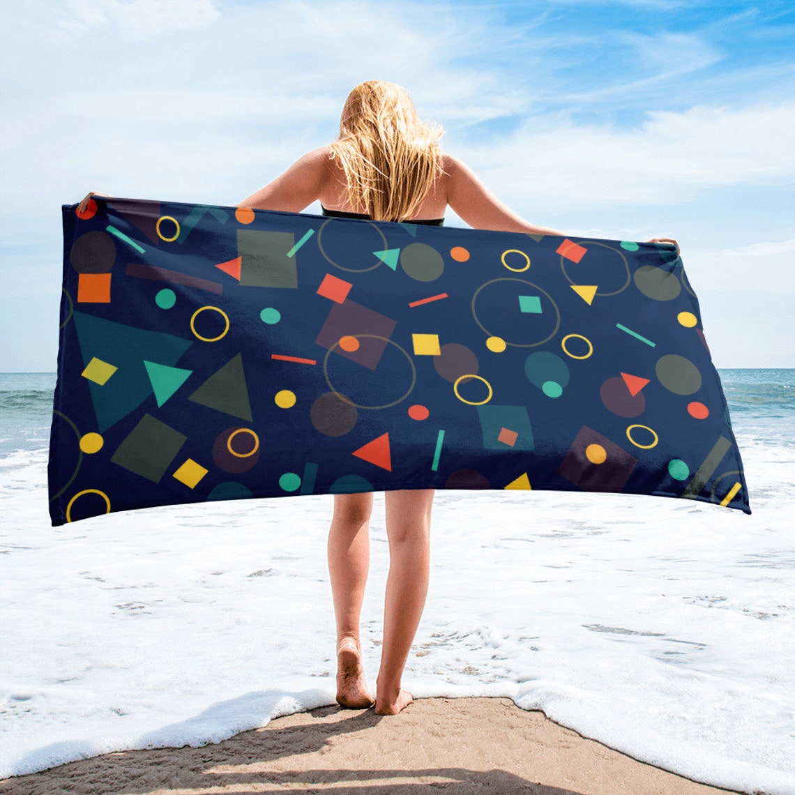 Retro Shapes Towel Memphis Pattern Towel Mathematics Geometry Towel ...