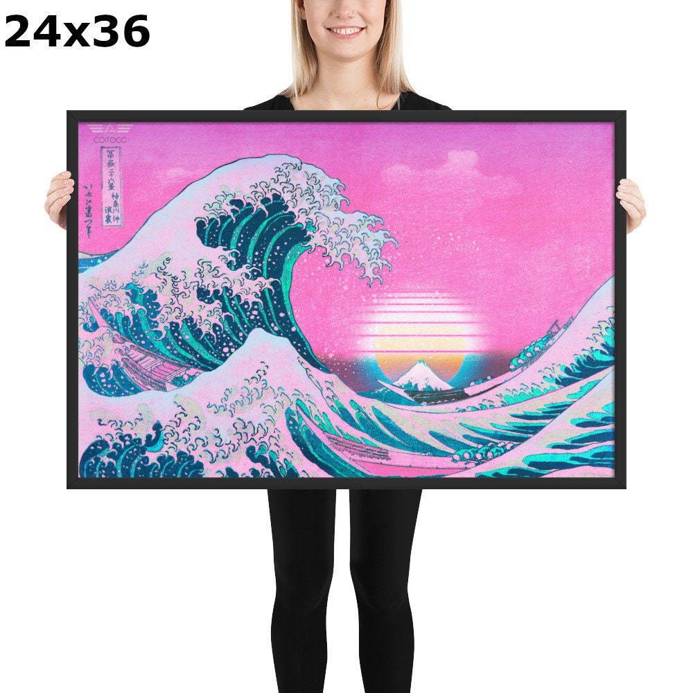 Vaporwave Print Kanagawa Wall Art Vaporwave Poster Print - Etsy