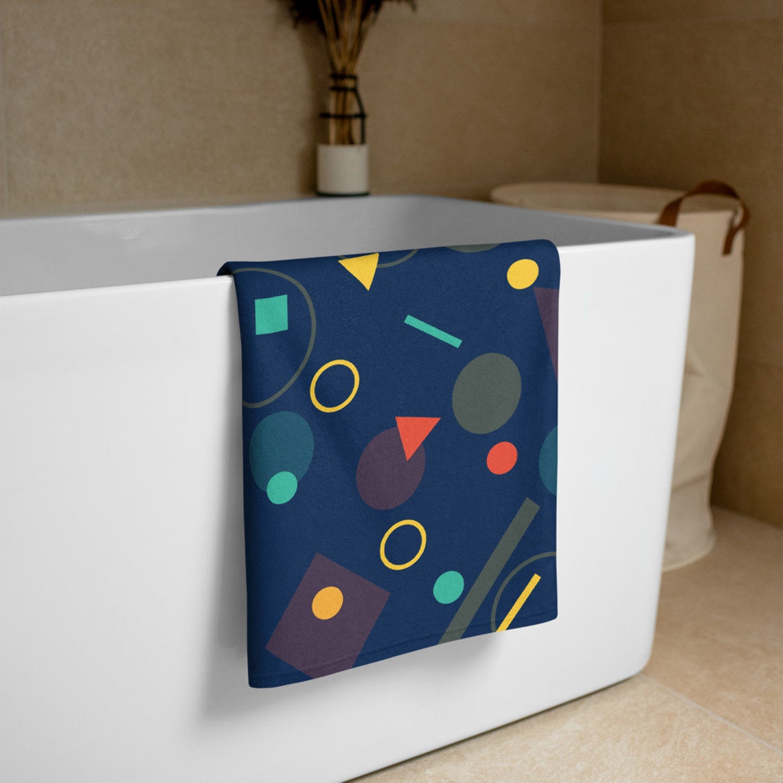 Retro Shapes Towel Memphis Pattern Towel Mathematics Geometry | Etsy