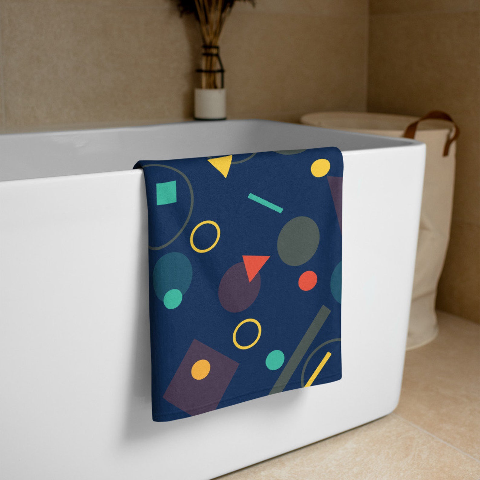 Retro Shapes Towel Memphis Pattern Towel Mathematics Geometry Towel ...