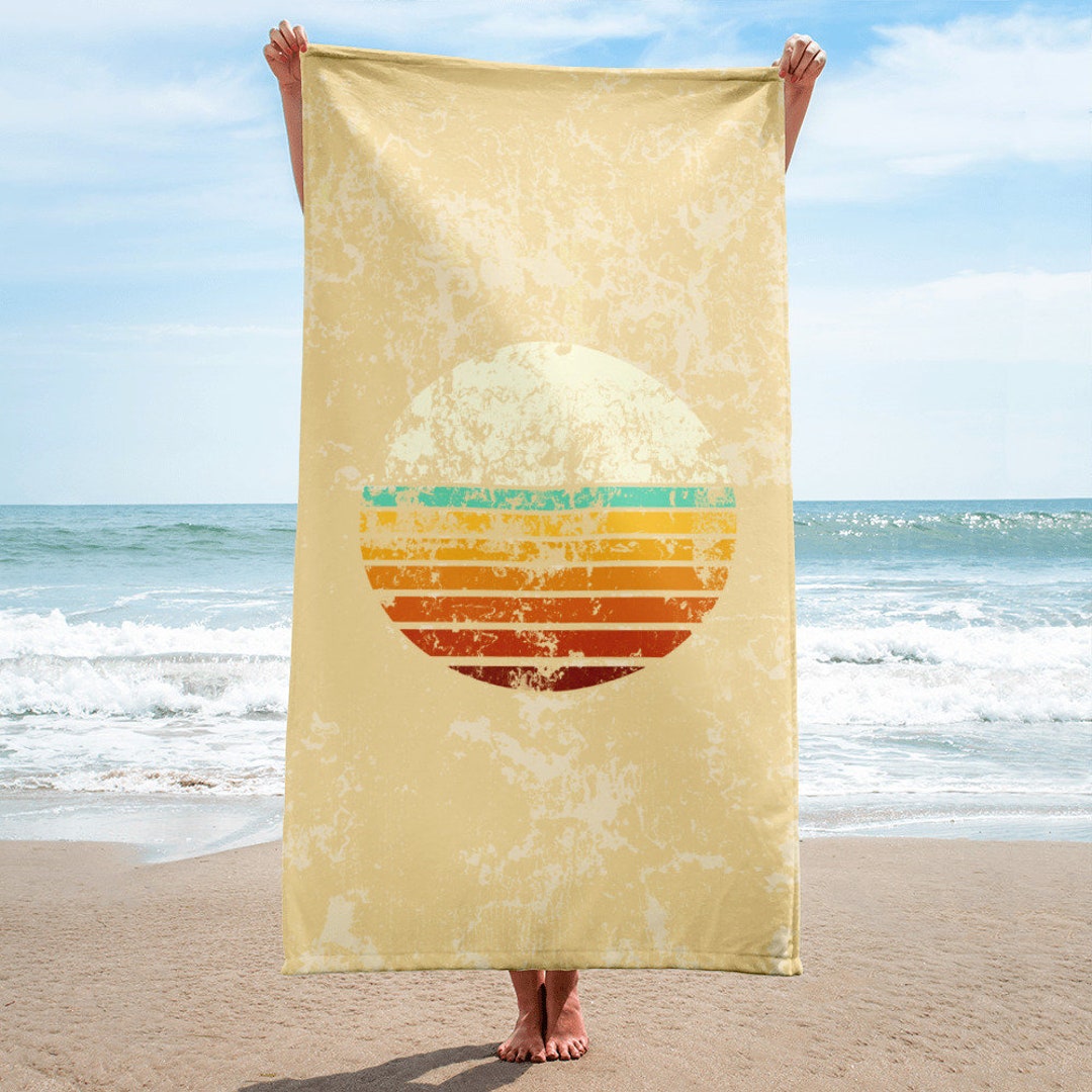 Retro Sun Towel Vintage Colors Sun Lines Retro Sunset Beach Towel Retro ...