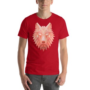 Geometric Wolf Shirt Red Wolf Graphic Tee Short-sleeve Tshirt Geometric ...