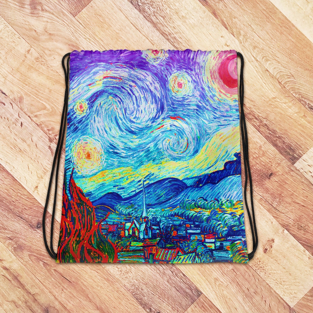 Starry Night Bag Tote Bag Drawstring Bag Workout Gym Bag Backpack ...