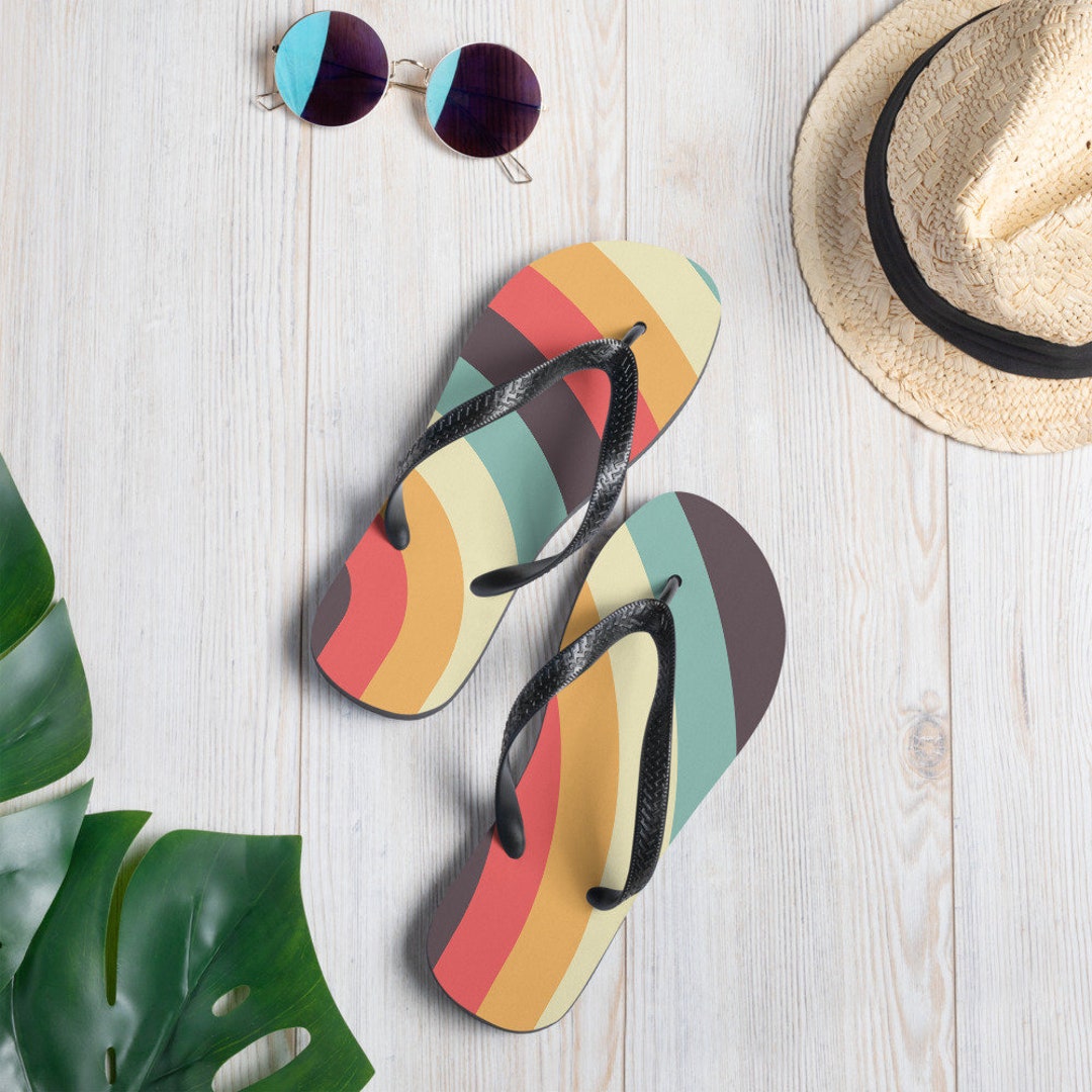 Retro Stripes Flip Flops Retro Sandals Unisex Flip Flop Retro - Etsy