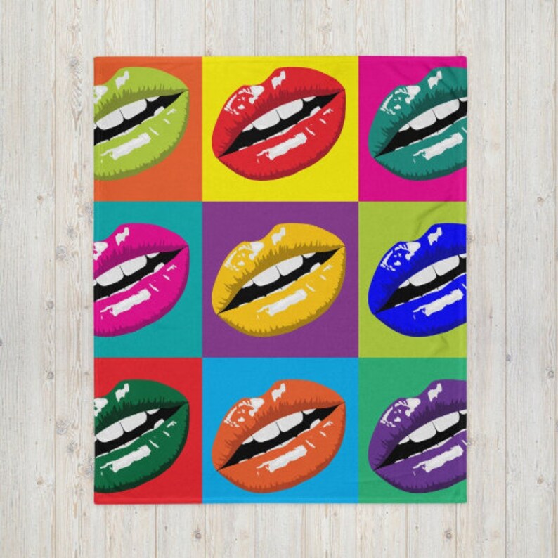 Sexy Lips Pop Art Blanket Rainbow Lips Throw Blanket Pop Art Etsy