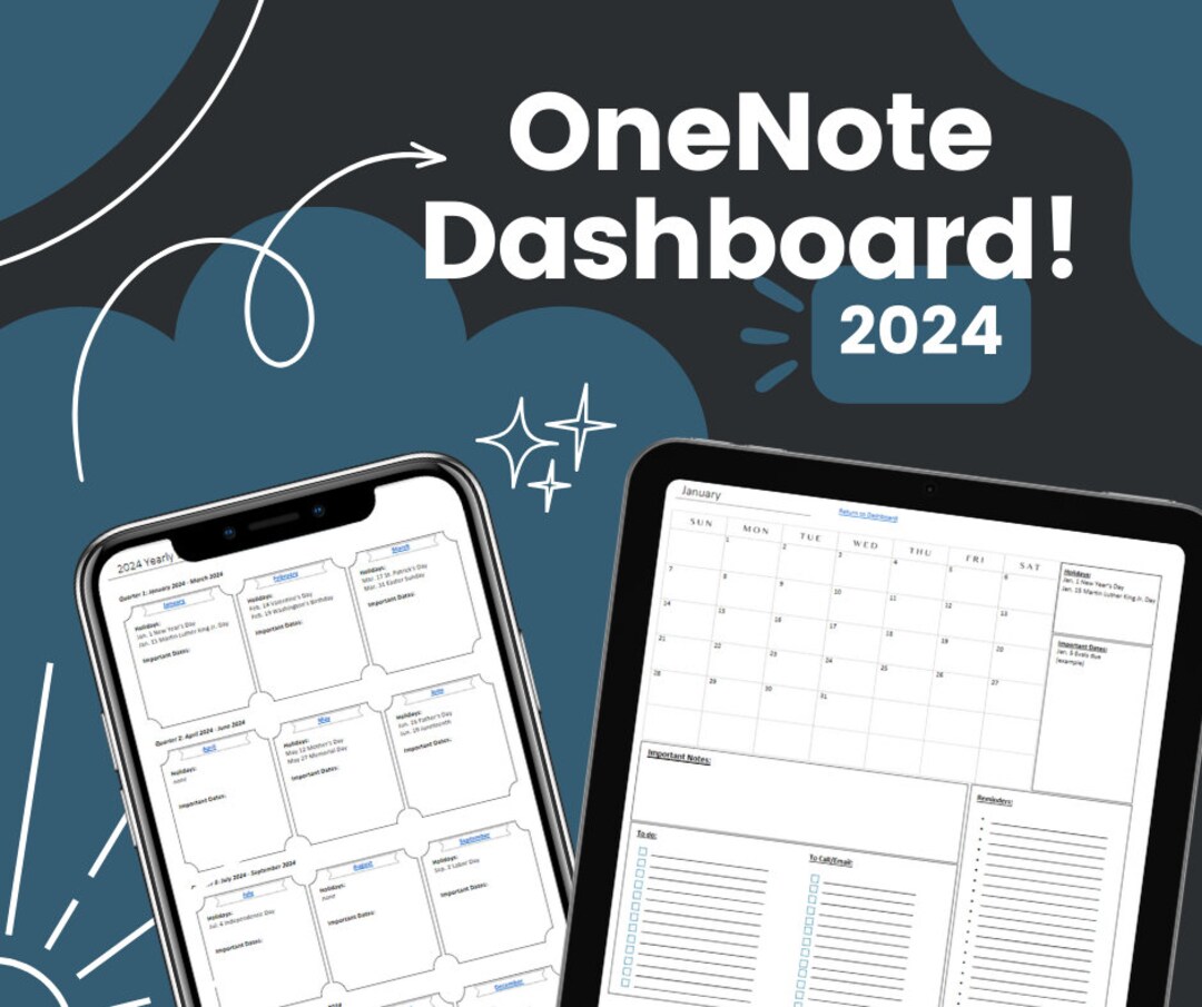 Onenote Yearly Dashboard & Monthly Planner (2024) - Etsy