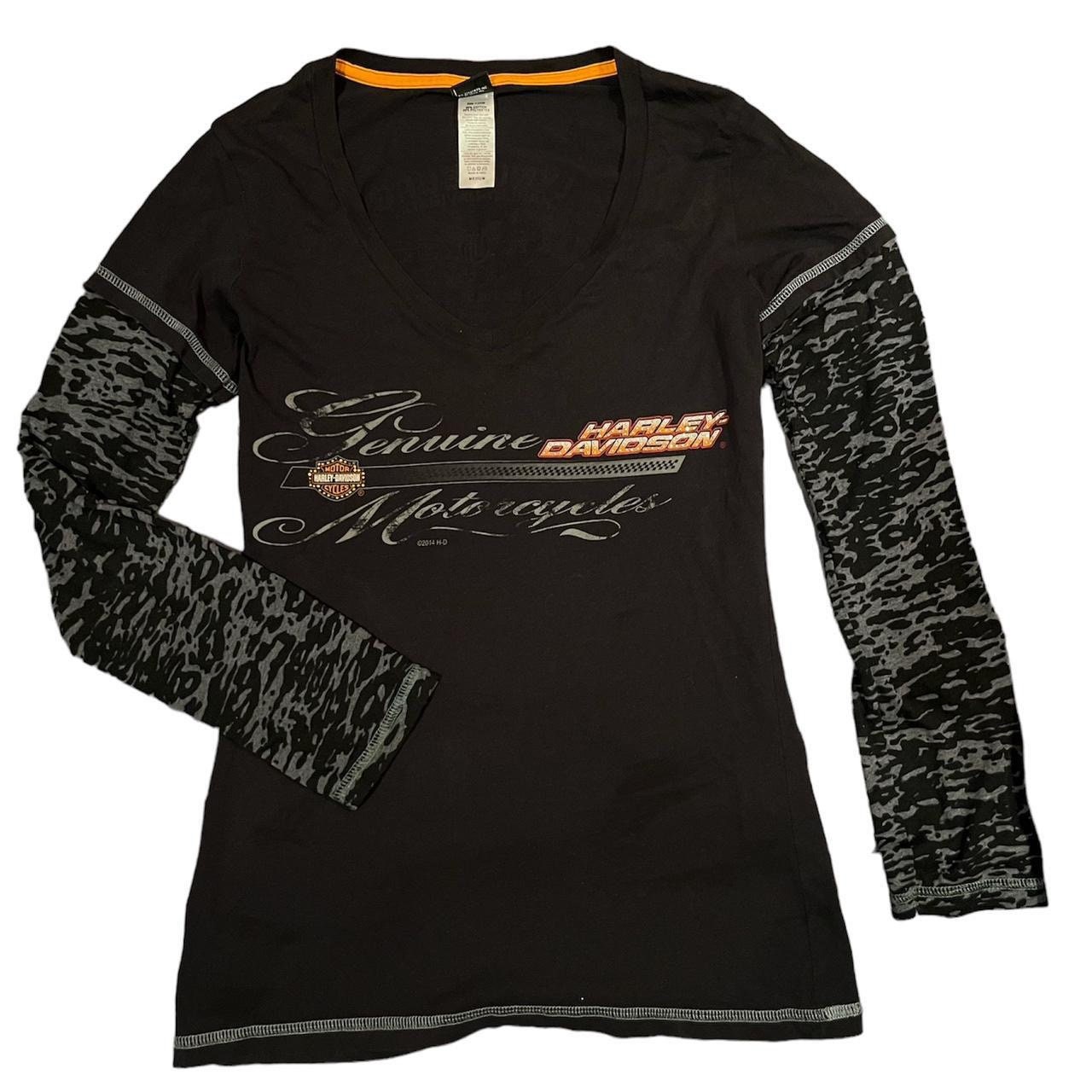 Y2K Harley Davidson Motorcycles Layered Bedazzled Long Sleeve Size: M ...