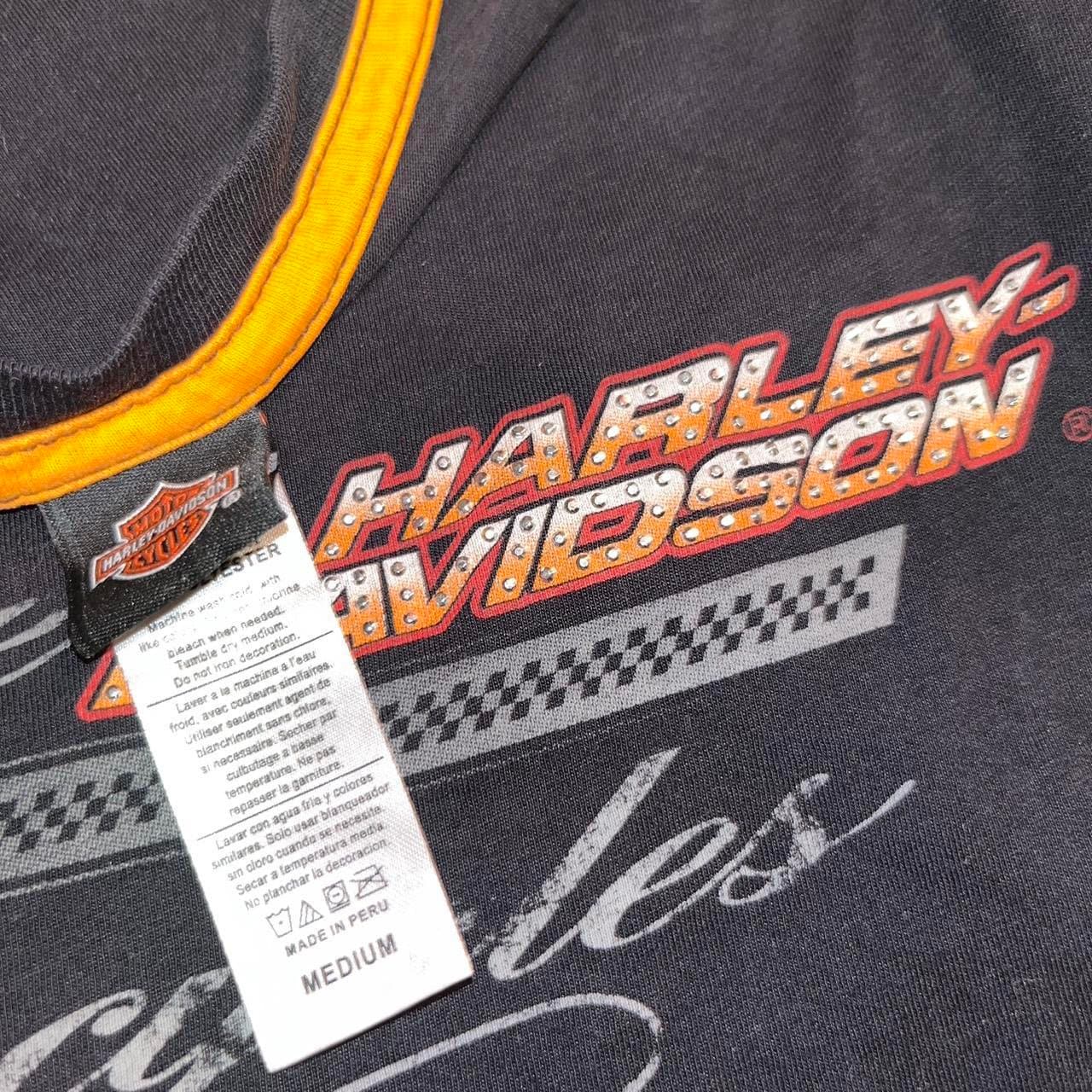 Y2K Harley Davidson Motorcycles Layered Bedazzled Long Sleeve Size: M ...