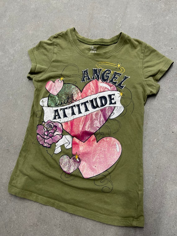 Y2K Angel With Attitude Glitter Hearts Roses Ed Hardy… - Gem