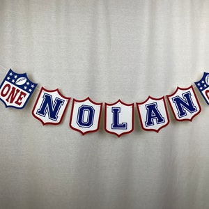 First Birthday Football Theme Custom Name Banner ONE - 1st Birthday ...