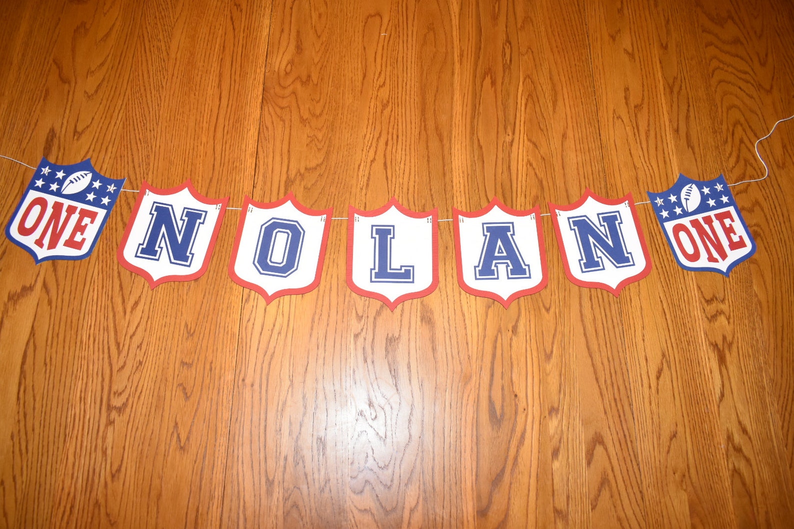 First Birthday Football Theme Custom Name Banner ONE - 1st Birthday ...