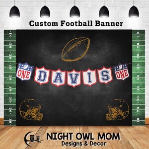 First Birthday Football Theme Custom Name Banner ONE - 1st Birthday ...