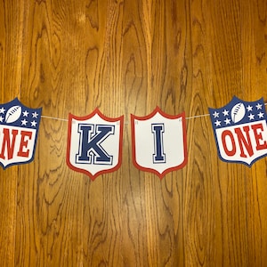 First Birthday Football Theme Custom Name Banner ONE - 1st Birthday ...