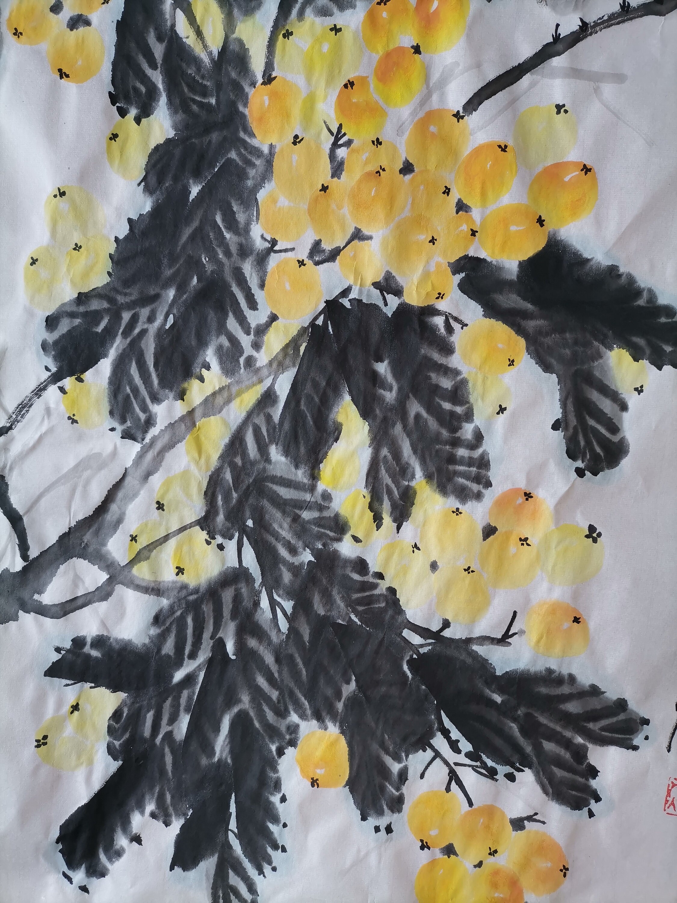 Handpainted Loquat Painting Original Chinese Painting Loquat - Etsy