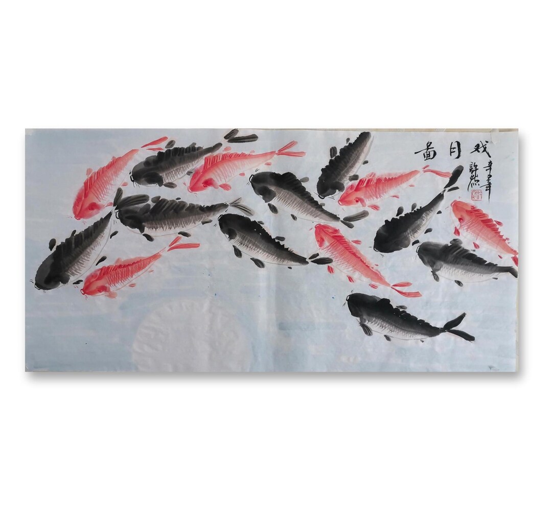 Handpainted Chinese Painting,traditional Chinese Fish Painting,rice ...