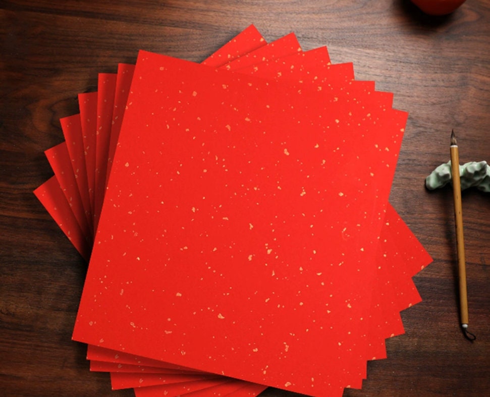 Chinese Red Semi-raw Rice Paper Cardboard for Chinese Calligraphy,10 ...