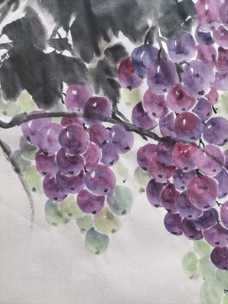 Original Traditional Chinese Painting, Chinese Handpainted Grape Ink ...