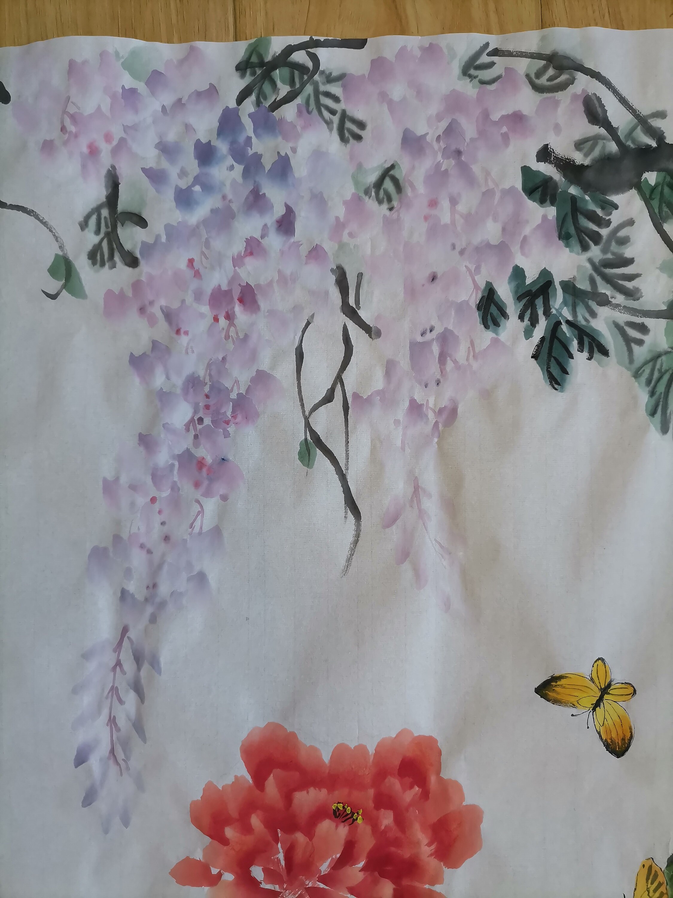 Original Chinese Paintinghandpainted Peony Paintingbutterfly - Etsy