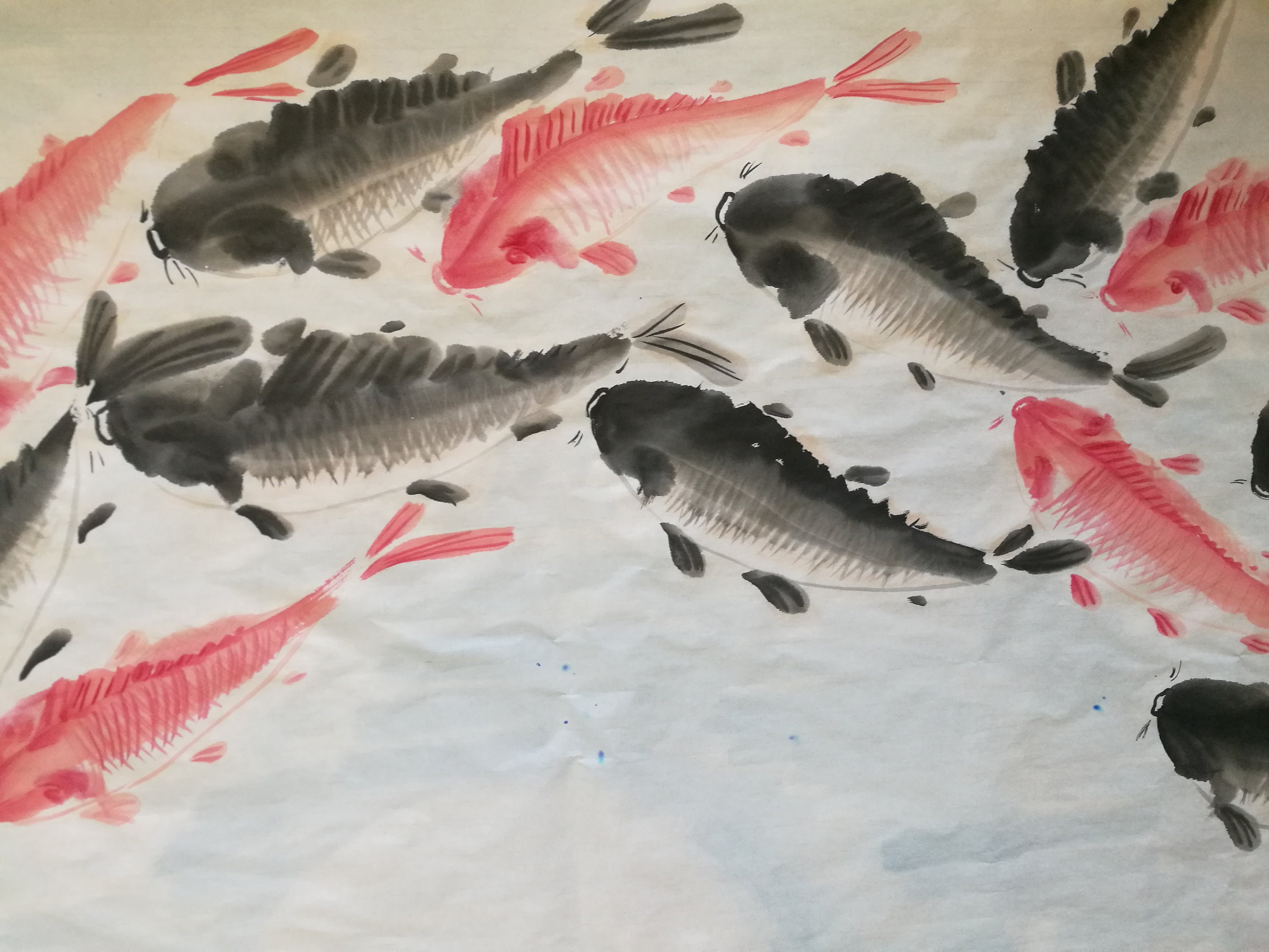 Handpainted Chinese Painting,traditional Chinese Fish Painting,rice ...