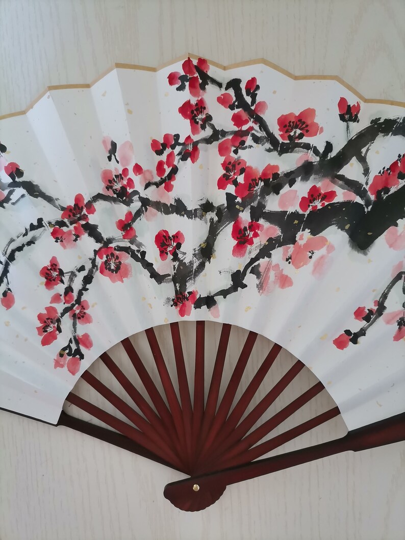 Handpainted Traditonal Chinese Folding Hand Fan--plum Blossom,sumi-e ...