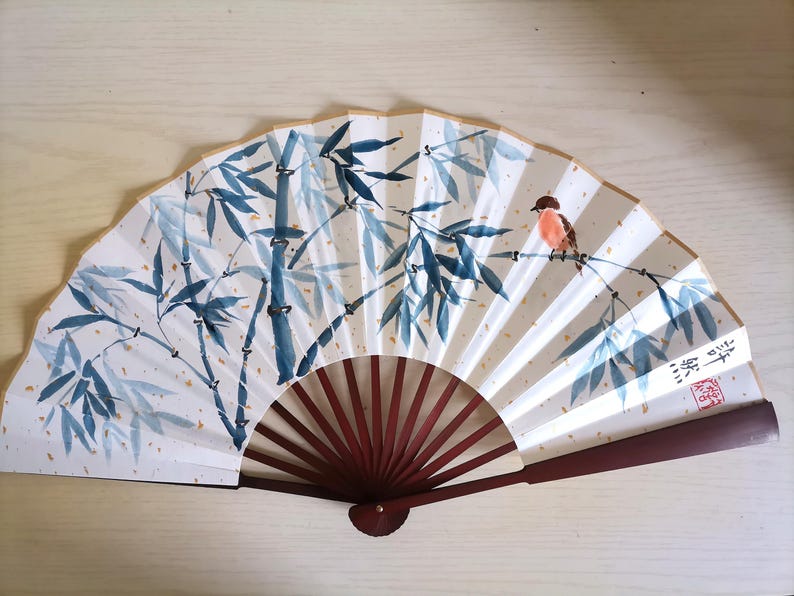 Handpainted Traditonal Chinese Folding Hand Fan--bamboo-sumi-e Painting ...