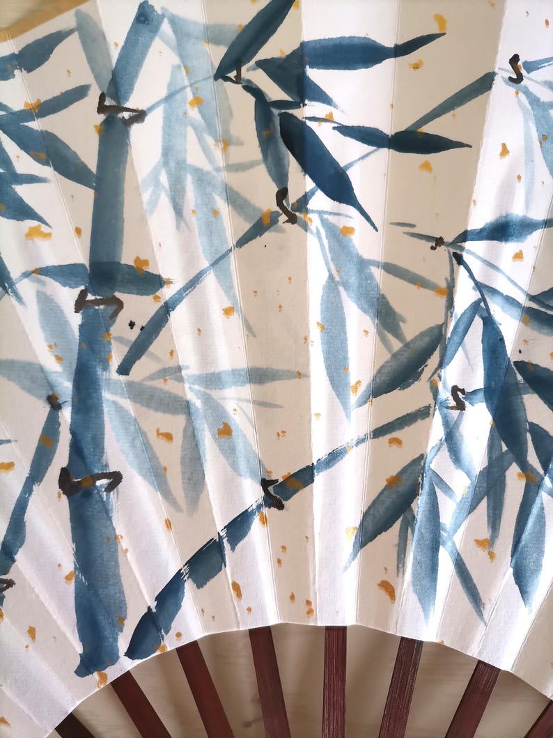 Handpainted Traditonal Chinese Folding Hand Fan--bamboo-sumi-e Painting ...