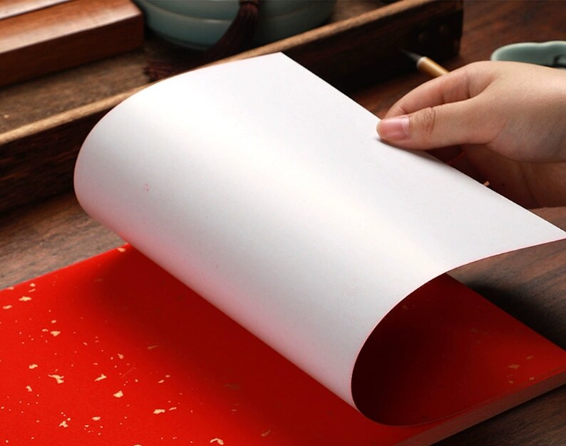 Chinese Red Semi-raw Rice Paper Cardboard for Chinese Calligraphy,10 ...