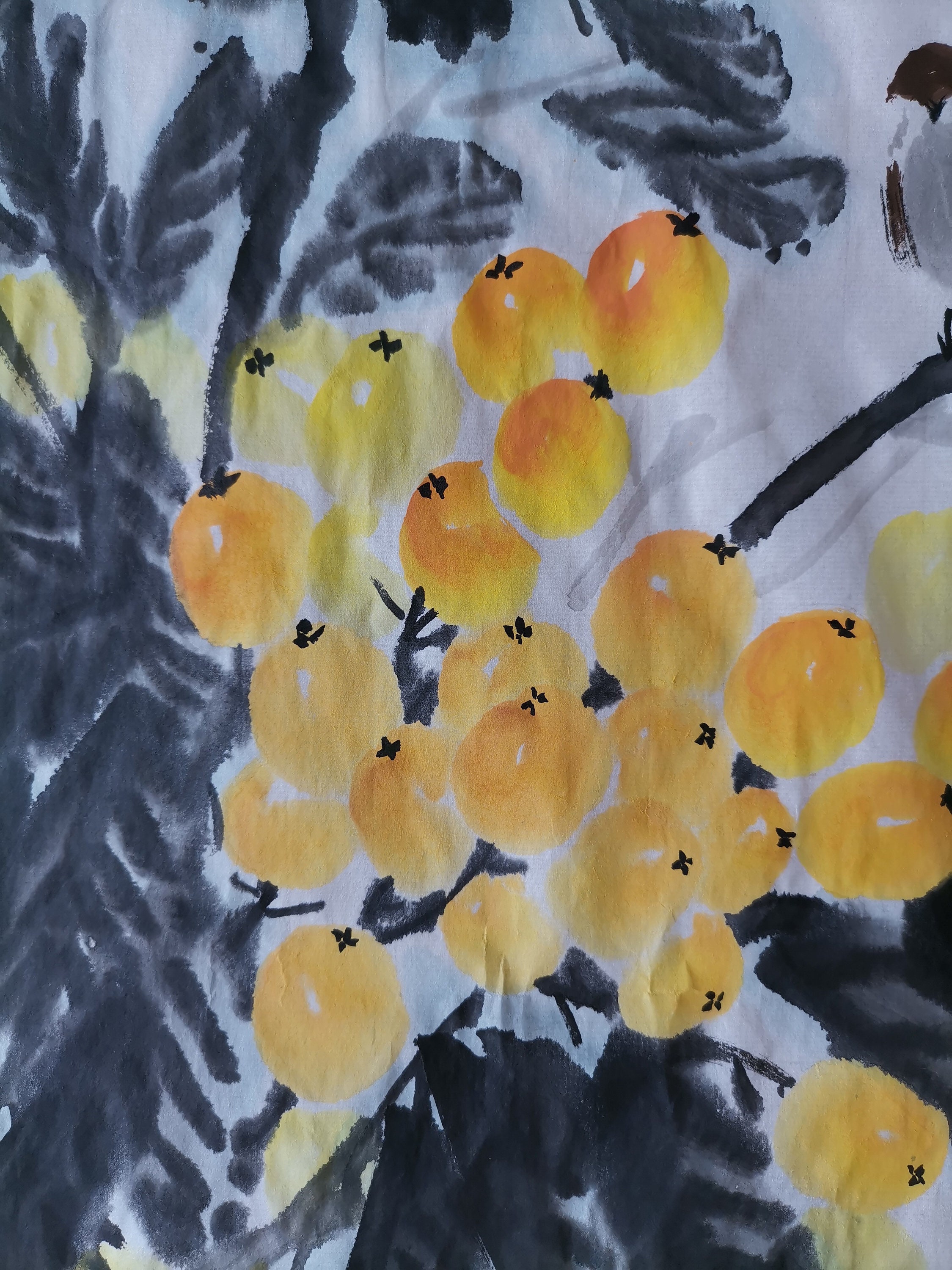 Handpainted Loquat Painting Original Chinese Painting Loquat - Etsy