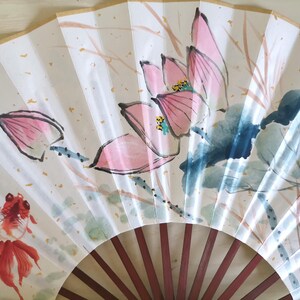 Original Handpainted Traditonal Chinese Folding Hand Fan--lotus, Water ...