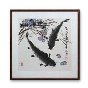 Framed Traditional Chinese Painting,fish Painting,handpainted Chinese ...