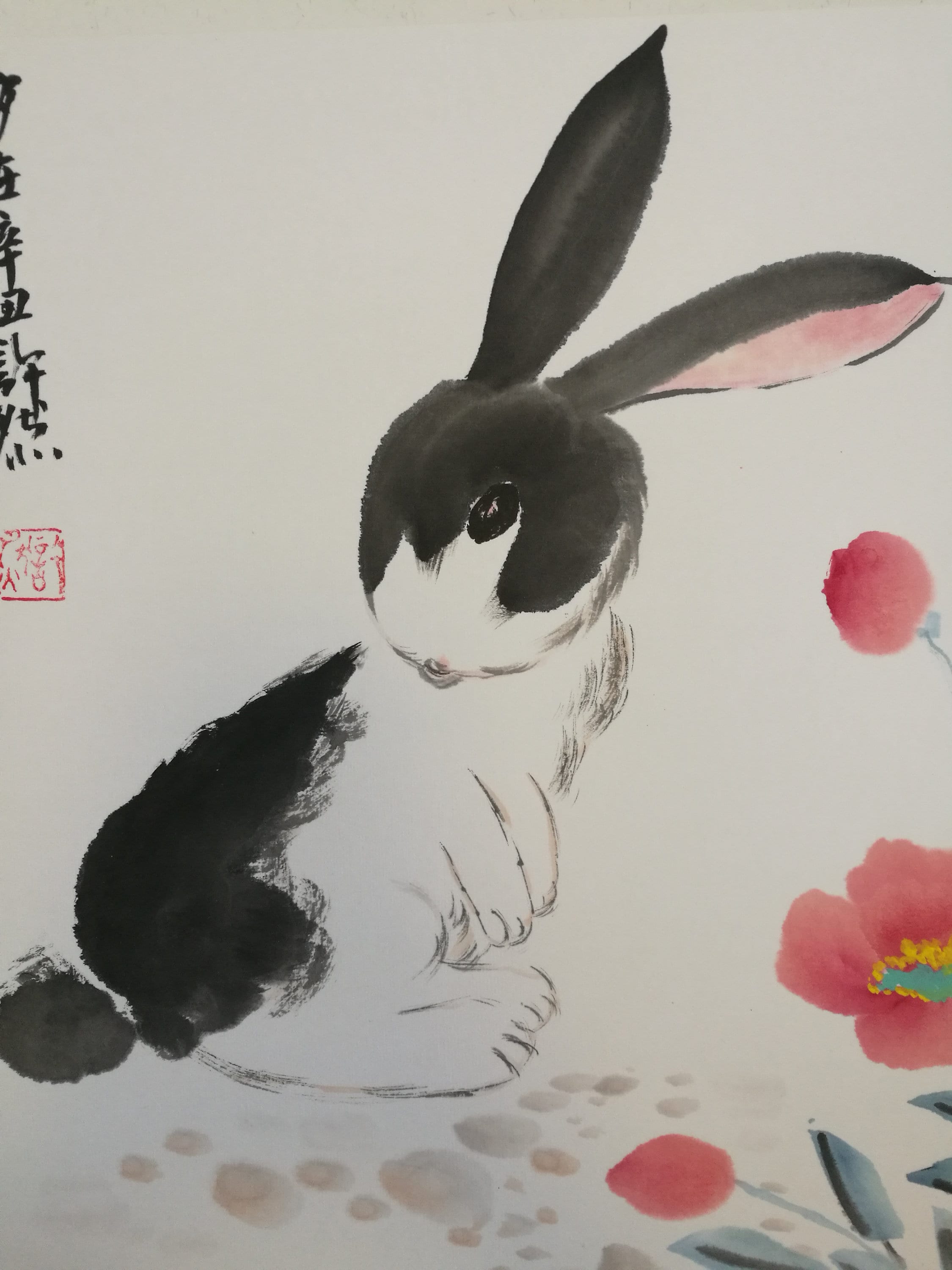 Handpainted Chinese Painting,original Rabbit Painting, Framed Rice ...