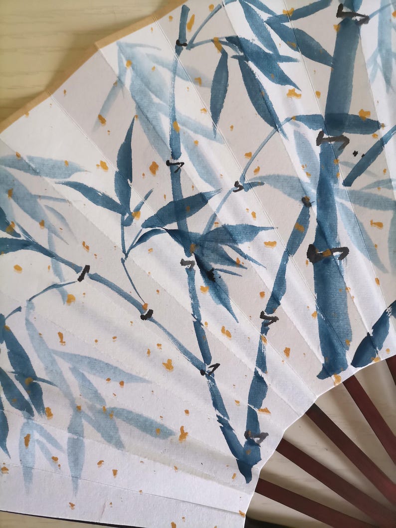 Handpainted Traditonal Chinese Folding Hand Fan--bamboo-sumi-e Painting ...