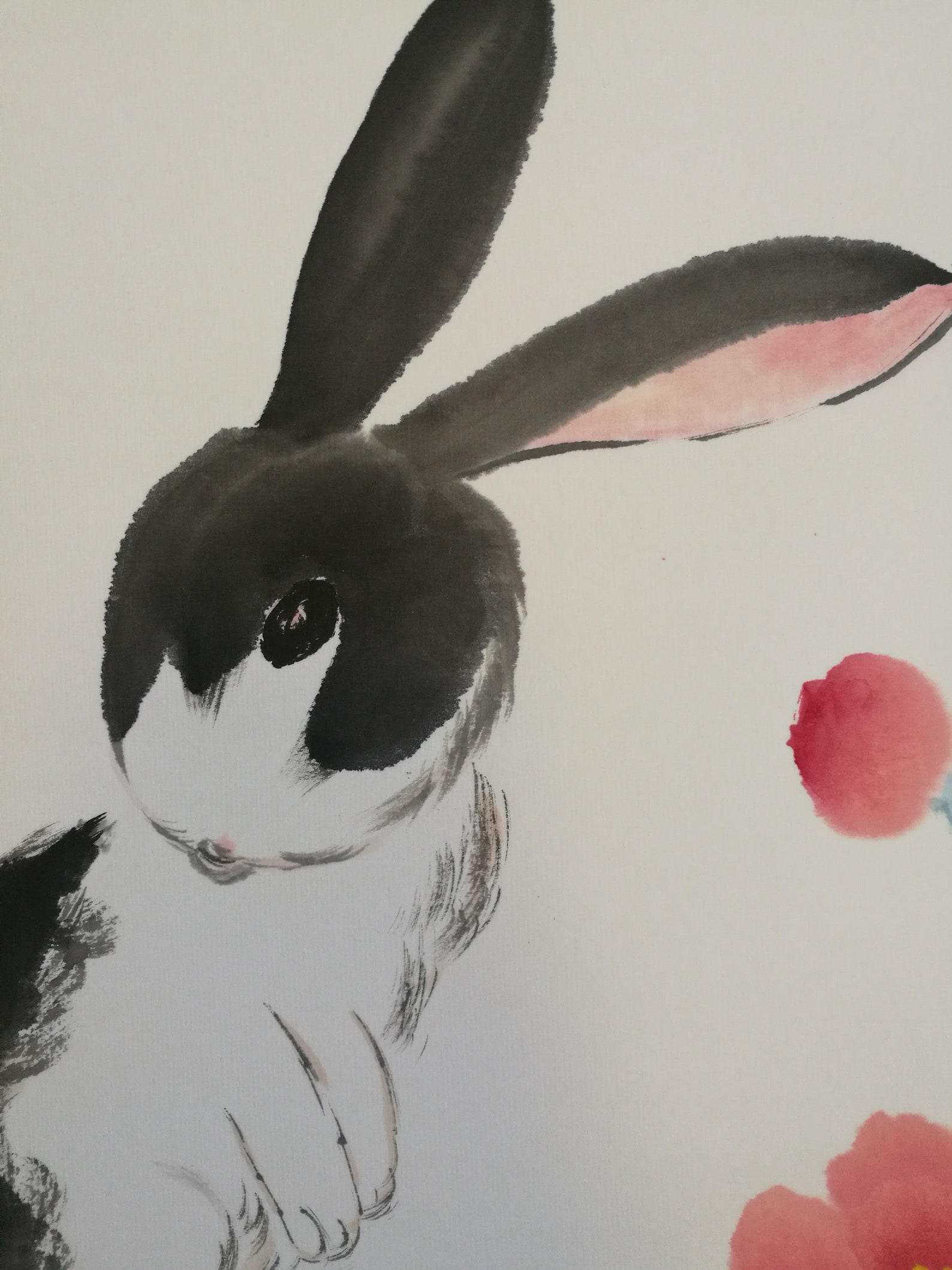 Handpainted Chinese Painting,original Rabbit Painting, Framed Rice ...